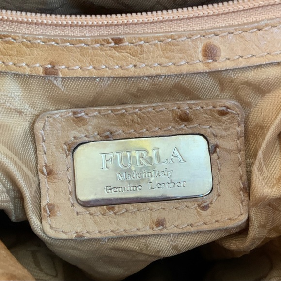 Furla | Bags | Furla Light Brown Ostrich Handbag | Poshmark